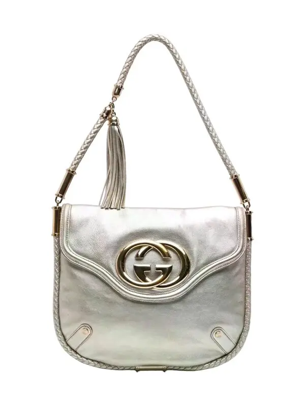 Gucci Britt Tassel Flap Shoulder Bag In Metallic Calfskin - Gold