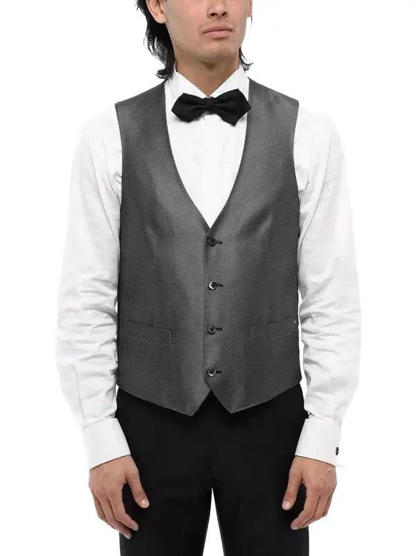 Corneliani Embroidered Silk Waistcoat - Grey