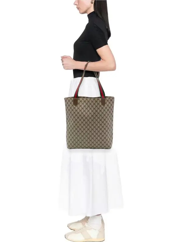 Gucci Gg Supreme Web Tote Bag - Neutrals