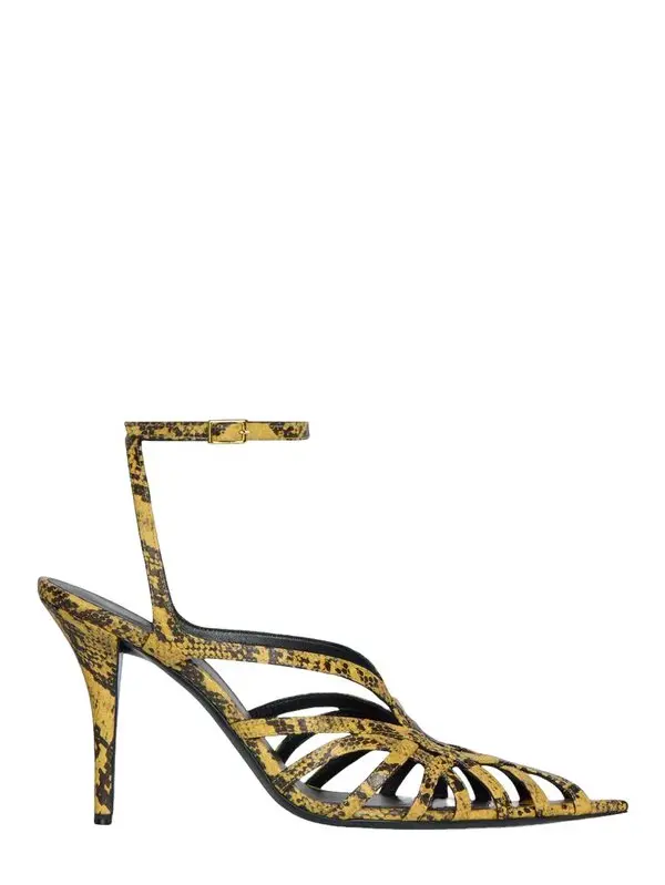 Balmain Python-effect Cage Sandals With Stiletto Heel - Yellow