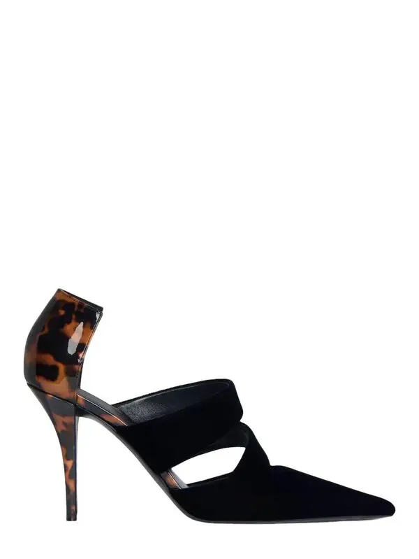 Balmain Velvet And Printed Patent Leather Courts - Black