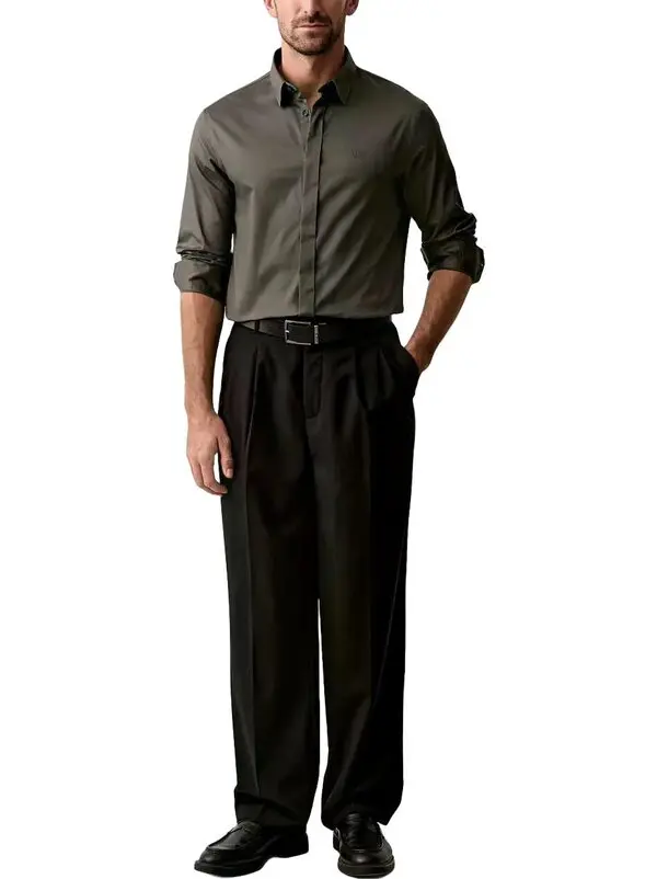 Armani Exchange Logo-embroidered Slim-fit Shirt - Green