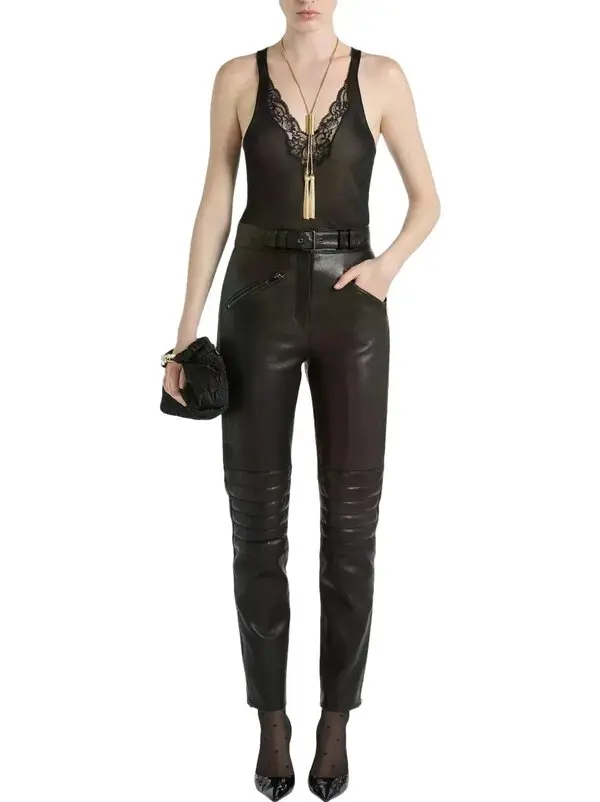 Balmain Knit Vest Top With Lace Trim - Black