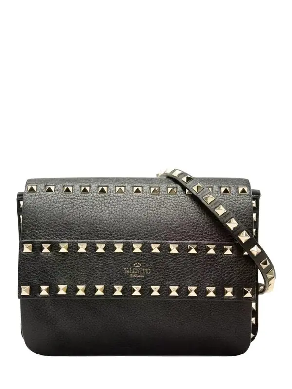 Valentino Garavani Small Grained Calfskin Rockstud Crossbody Bag - Black