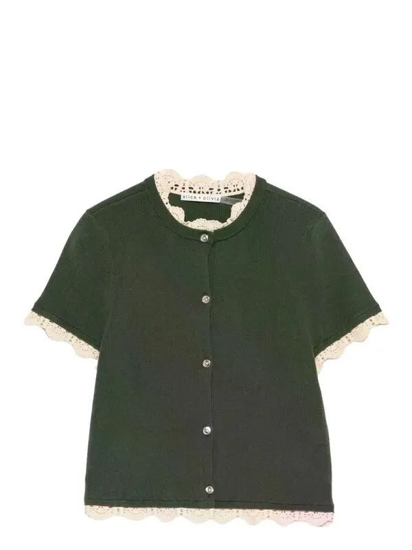 Alice + Olivia Ciara Crochet-trim Knit Top - Green