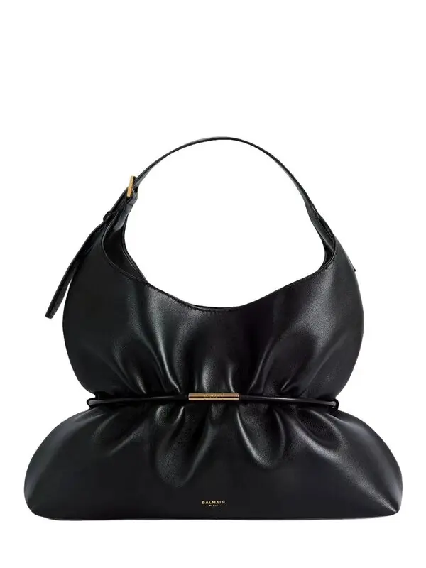 Balmain Sphynx Medium Bag In Smooth Leather - Black
