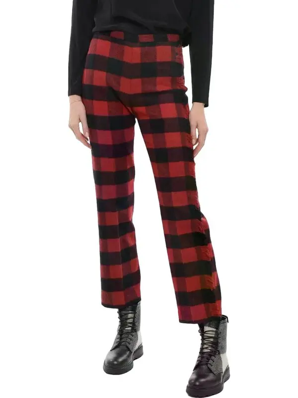 Woolrich Checked Pattern Frayed-edge Trousers - Red