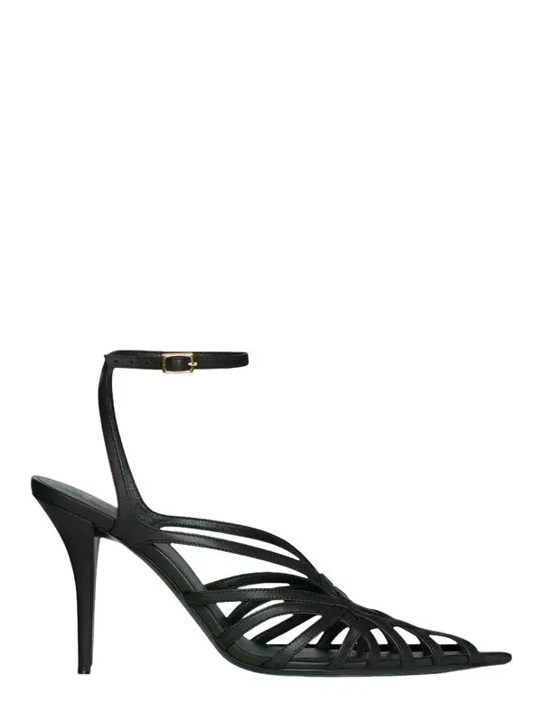 Balmain Smooth Leather Cage Sandals - Black