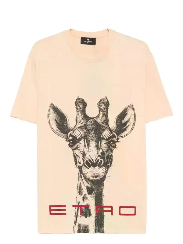 Etro Giraffe Print Logo T-shirt - Neutrals