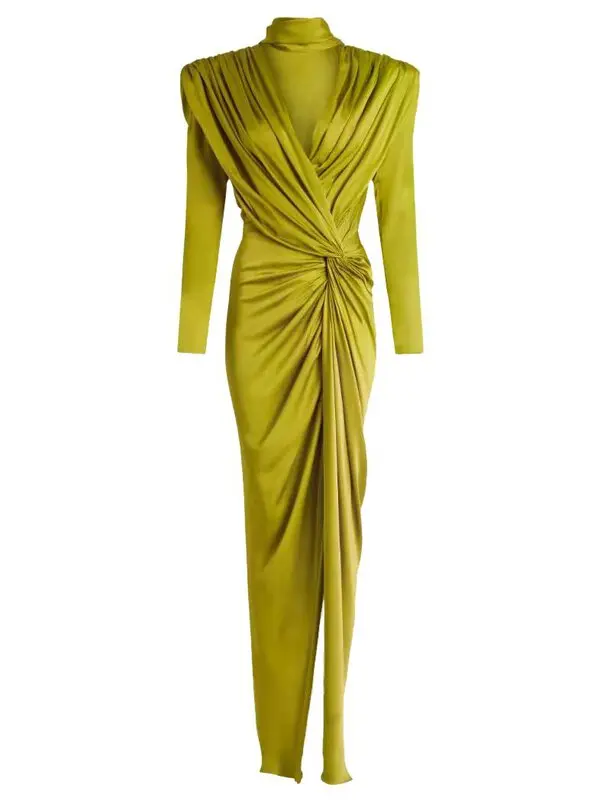 Balmain Long Silk Chiffon Gown - Green