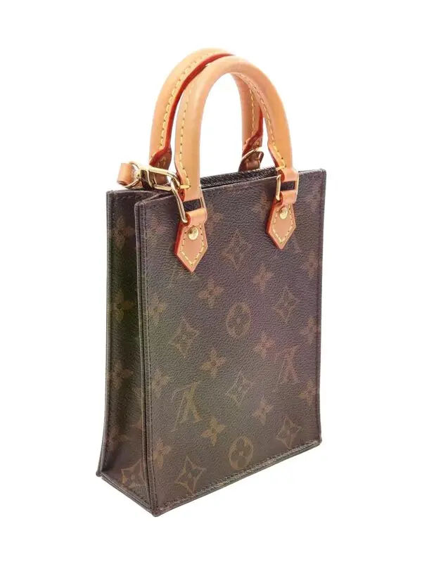 LOUIS VUITTON Monogram Petit Sac Plat Satchel - Brown
