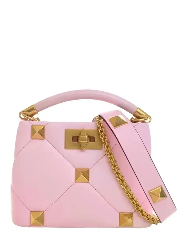 Valentino Garavani Small Nappa Roman Stud Handle Bag Satchel - Pink