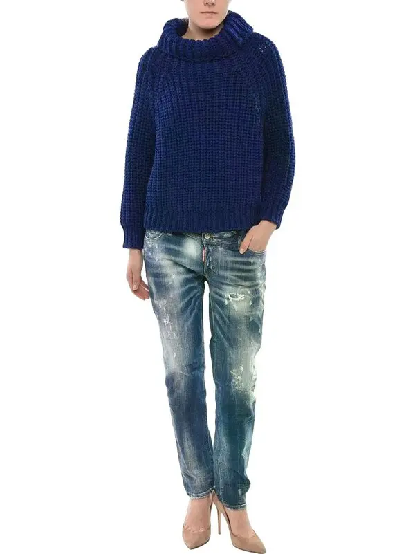 Givenchy Wool Chunky Knit Turtleneck Sweater - Blue