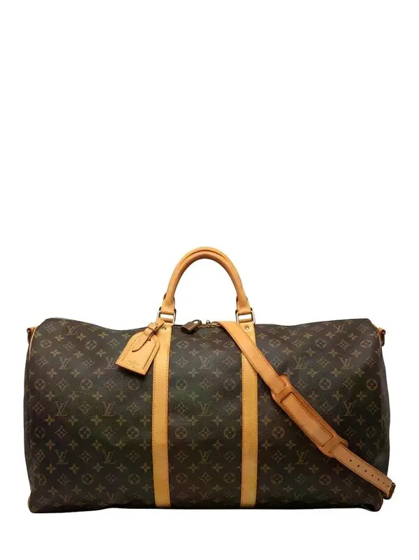 LOUIS VUITTON Monogram Keepall Bandouliere 60 Travel Bag - Brown
