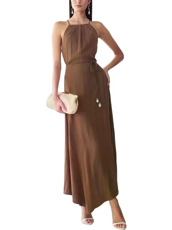 ST MRLO Tie-fastening Maxi Dress - Brown