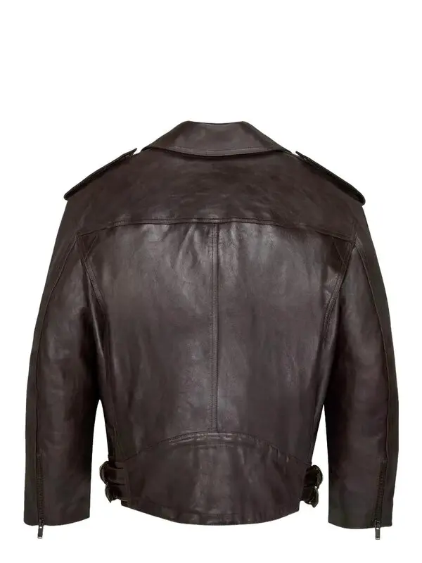 Saint Laurent Belted Biker Jacket - Brown