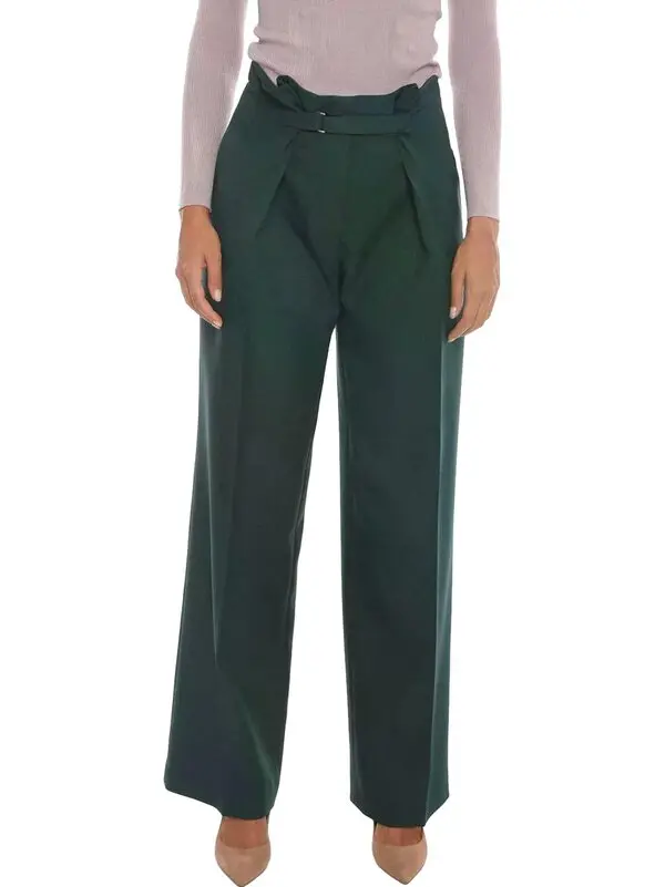 SUPER BLOND Pleated Buckle-fastening Trousers - Green
