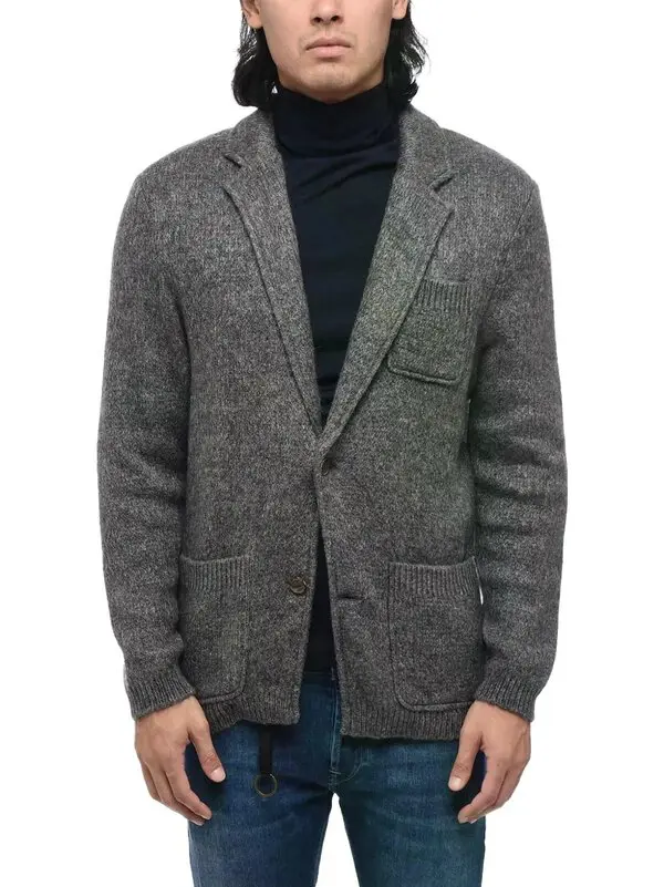 SUN HOUSE Knit Horn-button Cardigan - Grey