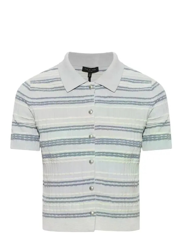 Rag & Bone Striped Short-sleeve Cardigan - Blue