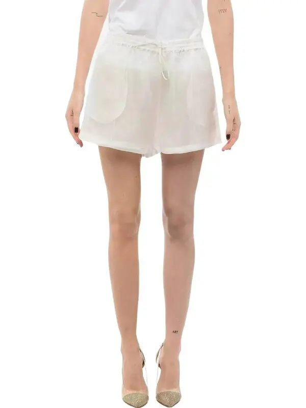 SUPER BLOND Pleated Drawstring Mini Shorts - White