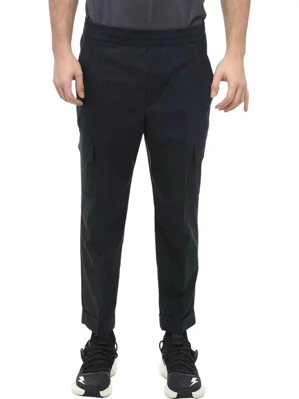 Neil Barrett Elasticated-waist Turned-up Hem Trousers - Blue