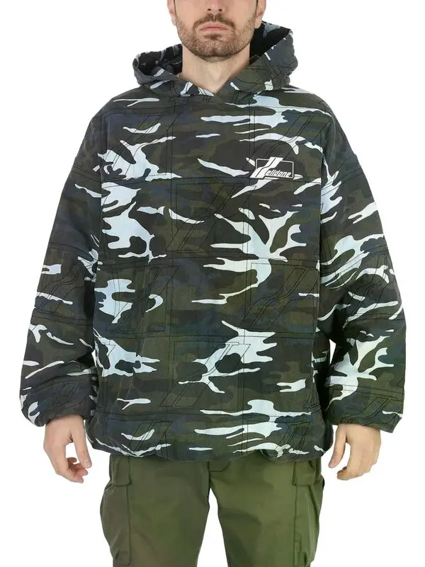 We11Done Camouflage Logo-patch Hoodie - Green
