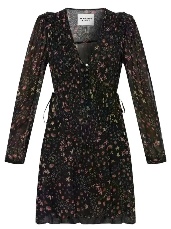 MARANT ETOILE Floral-print Mini Dress - Black