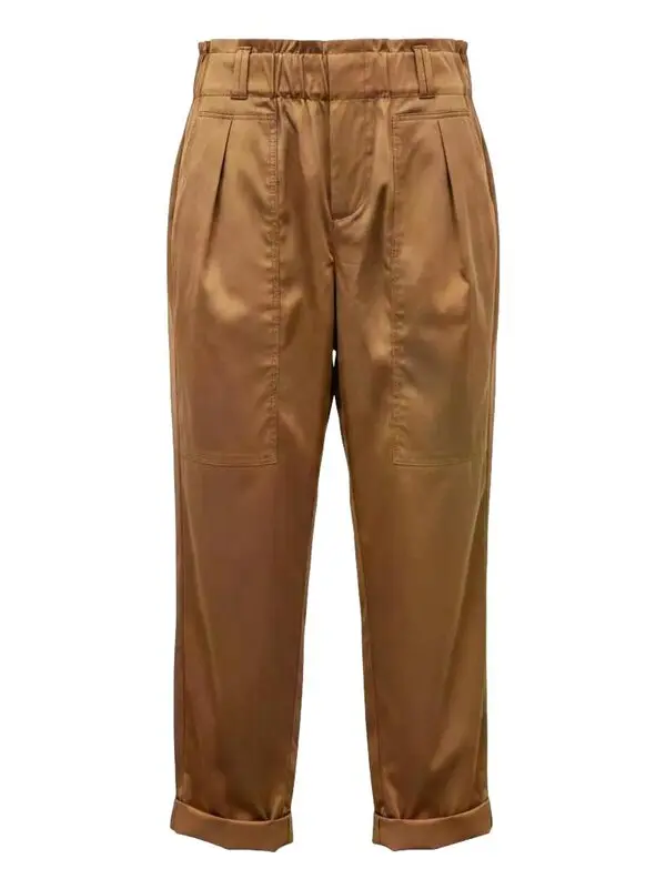 Black Label Elasticated-waist Tapered Trousers - Brown