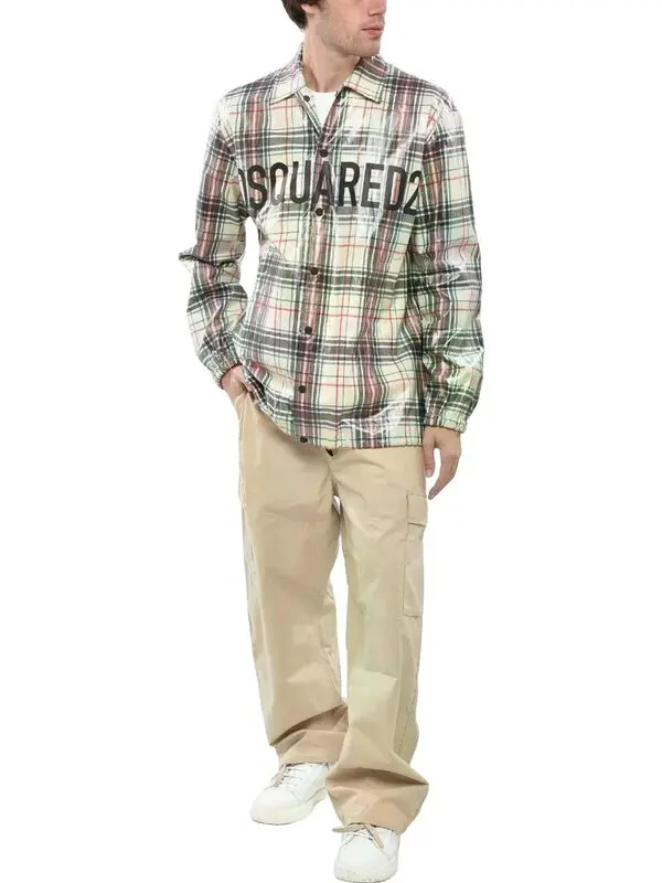 Dsquared2 Check-pattern Coated Overshirt - Neutrals