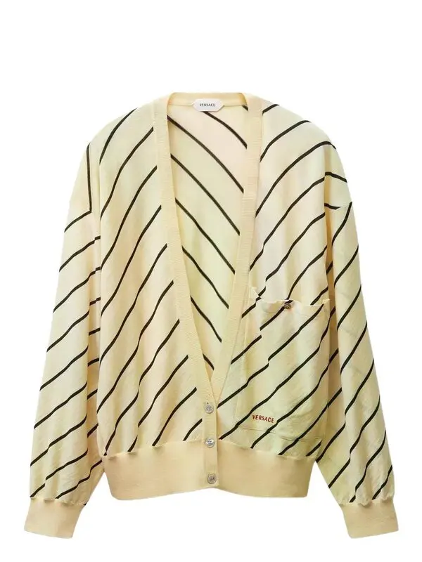 Versace Diagonal Stripe Cardigan - Yellow