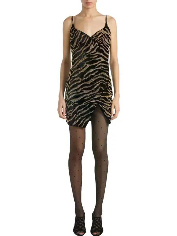 Balmain Velvet Dress With Tiger Embroidery - Black