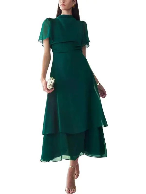 WILLA Crew-neck Midi Dress - Green