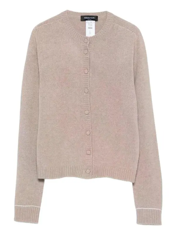 Fabiana Filippi Button-up Cardigan With Ribbed Trim - Neutrals