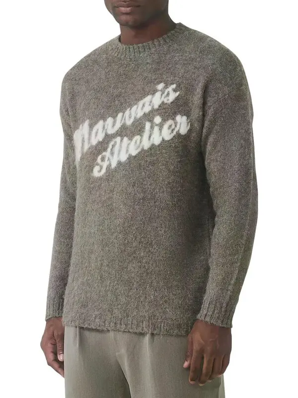 MAUVAIS Logo Intarsia Brushed-knit Sweater - Grey