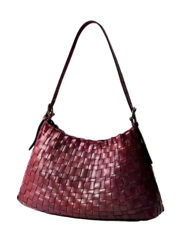 Dragon Diffusion Salvage Hobo Woven Leather Tote Bag - Red