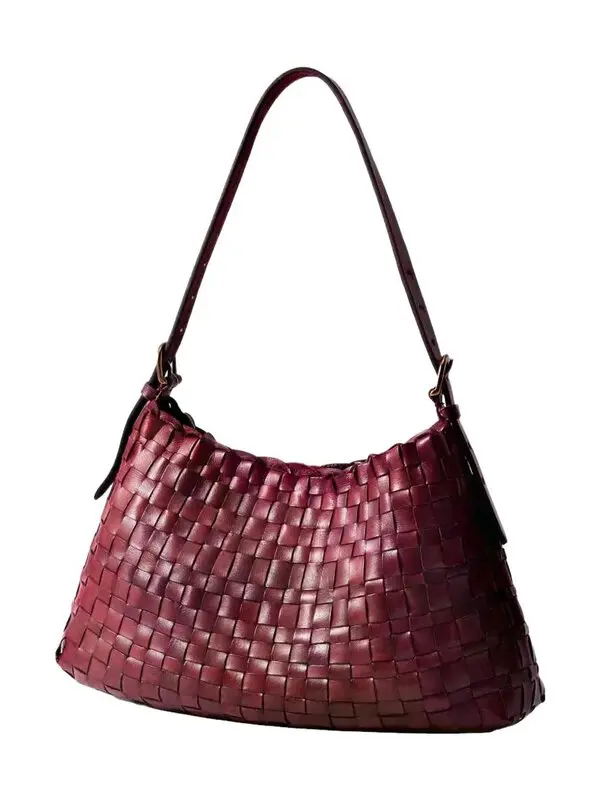 Dragon Diffusion Salvage Hobo Woven Leather Tote Bag - Red