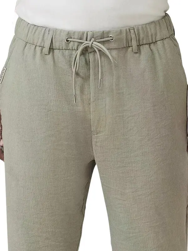 MAUVAIS Textured Finish Drawstring Waist Trousers - Green