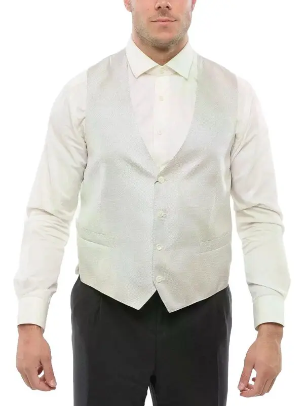 Corneliani Silk Micro-patterned Waistcoat - Grey