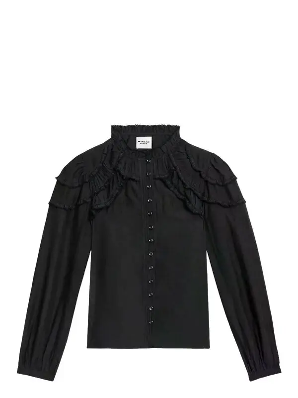 MARANT ETOILE Ruffled Broderie Anglaise Cotton Shirt - Black