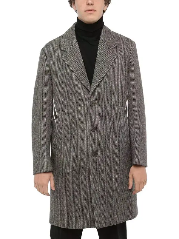 Neil Barrett Herringbone-pattern Single-breasted Coat - Black