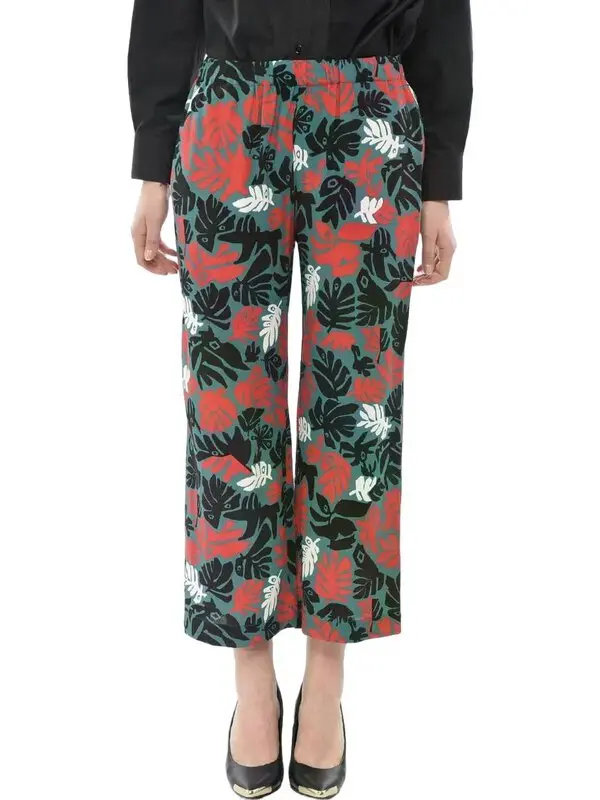 Marni Floral Print Cropped Trousers - Green