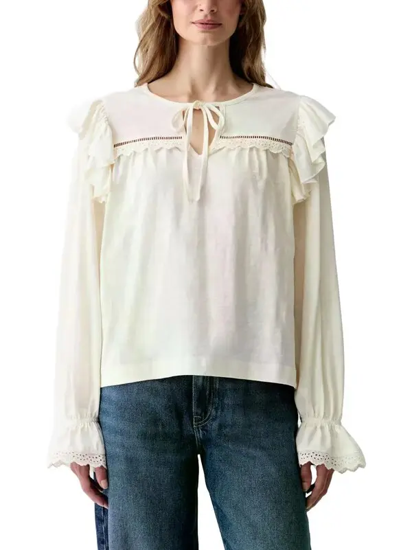 Barbour Carleen Ruffled Broderie-anglaise Cotton Blouse - Neutrals