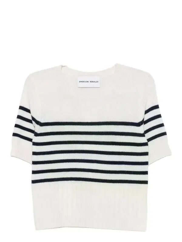 EMERSON RENALDI Striped Short-sleeve T-shirt - Neutrals