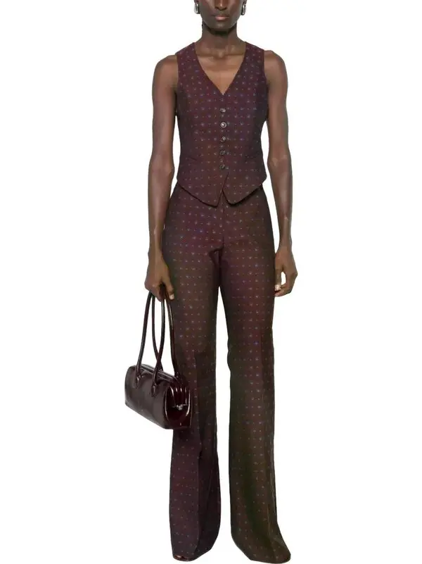 Etro Jacquard-woven Floral Print Trousers - Red