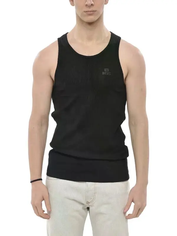 DIESEL® Ribbed Logo-print Tank Top - Black
