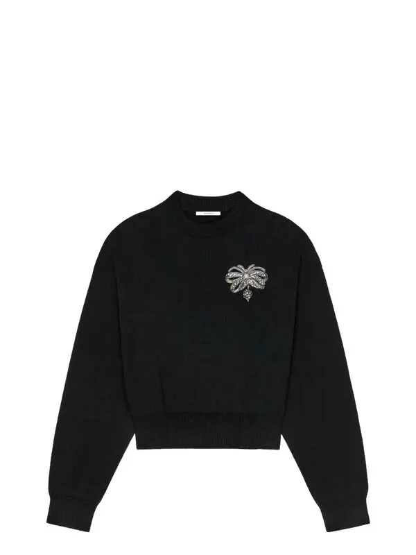 Givenchy Crystal-embellished Bow Detail Fine Knit Sweatshirt - Black
