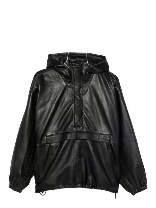 RÓHE Hooded Leather Jacket - Black