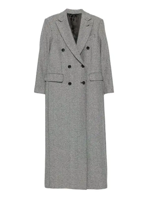 ERALDO Herringbone Double-breasted Coat - Grey