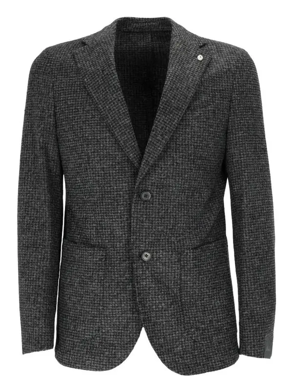 BRANDO Houndstooth-pattern Single-breasted Blazer - Grey