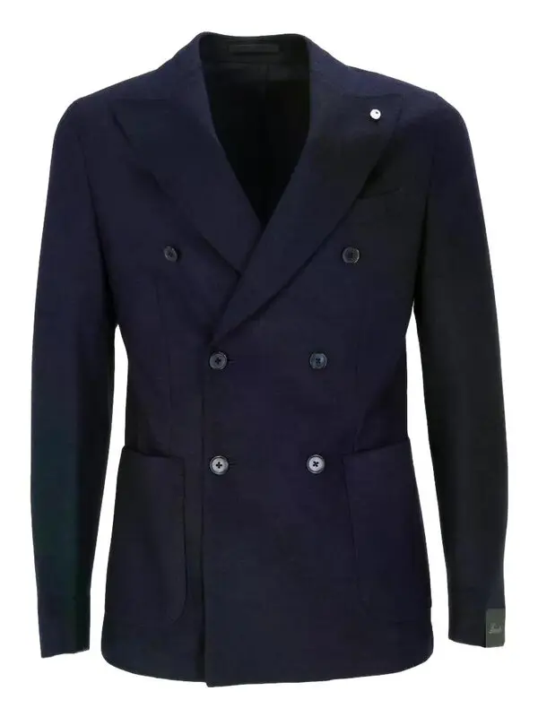 BRANDO Double-breasted Peak-lapel Blazer - Blue